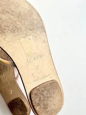 J. Crew | Shoes | Jcrew Isla Iridescent Crosshatch Leather Flat Slides ...
